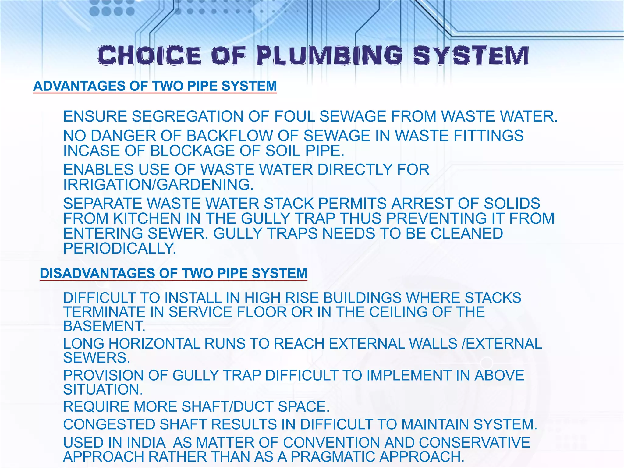 Plumbing services in high rise building and group housing | PDF