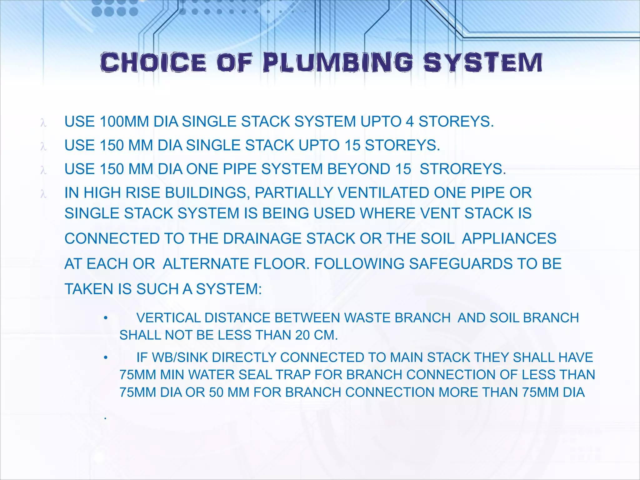 Plumbing services in high rise building and group housing | PDF