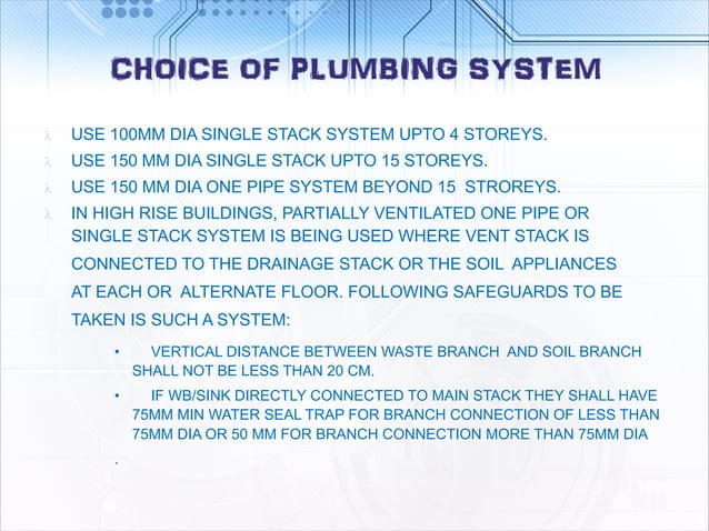 Plumbing services in high rise building and group housing | PDF