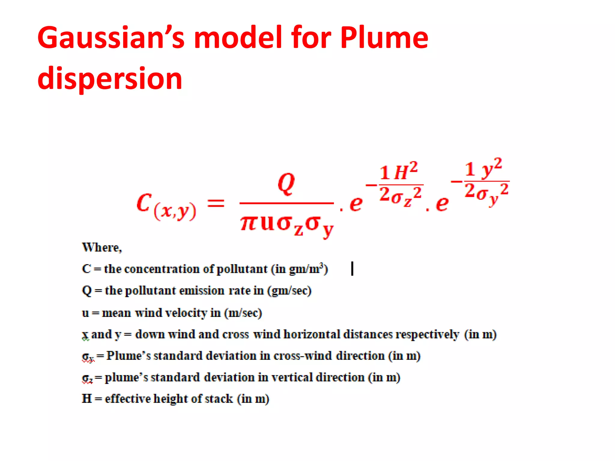 Plume rise and dispersion, models | PPTX