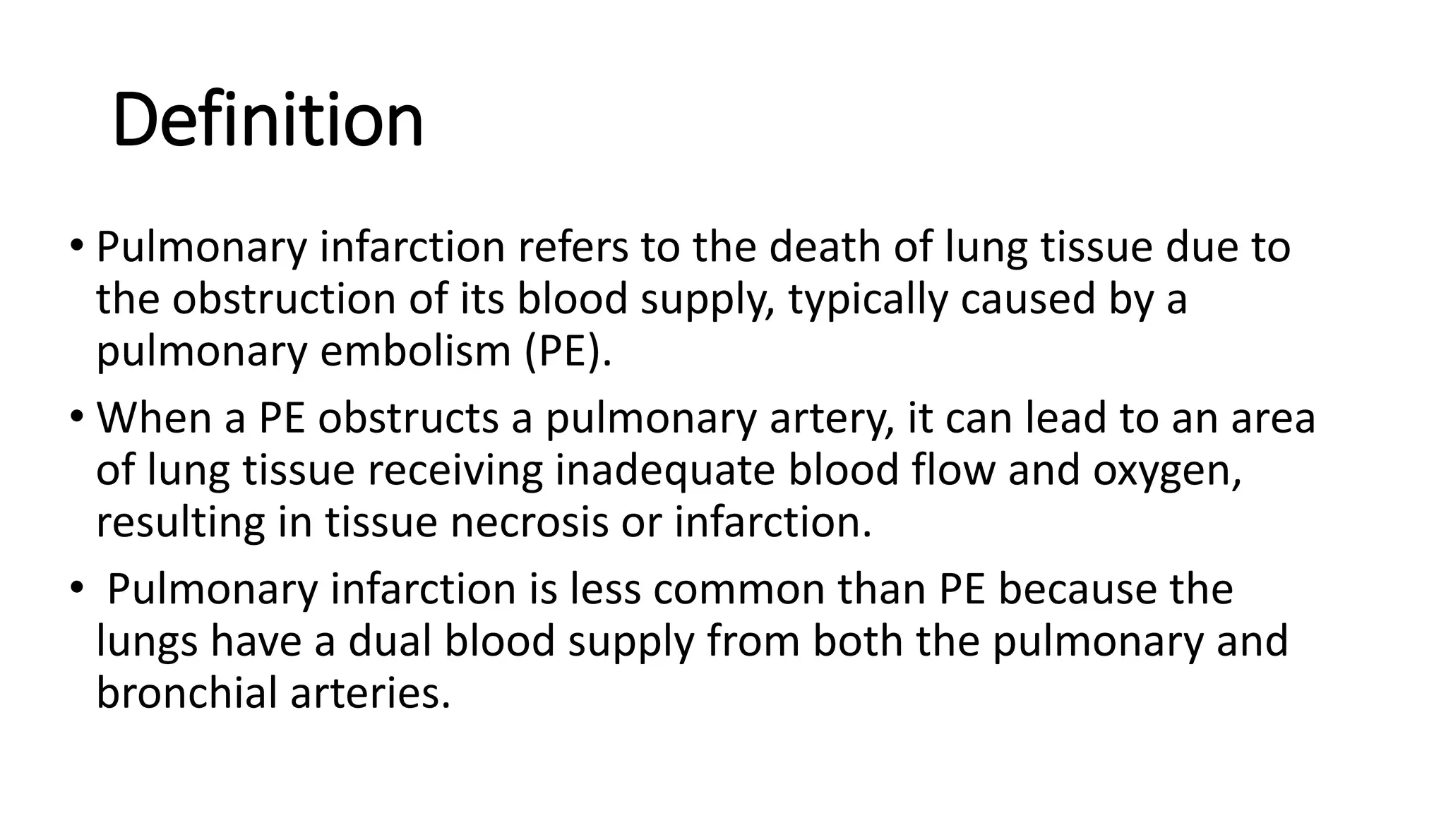Plumunary Infarction. death of part of the lungs | PPT