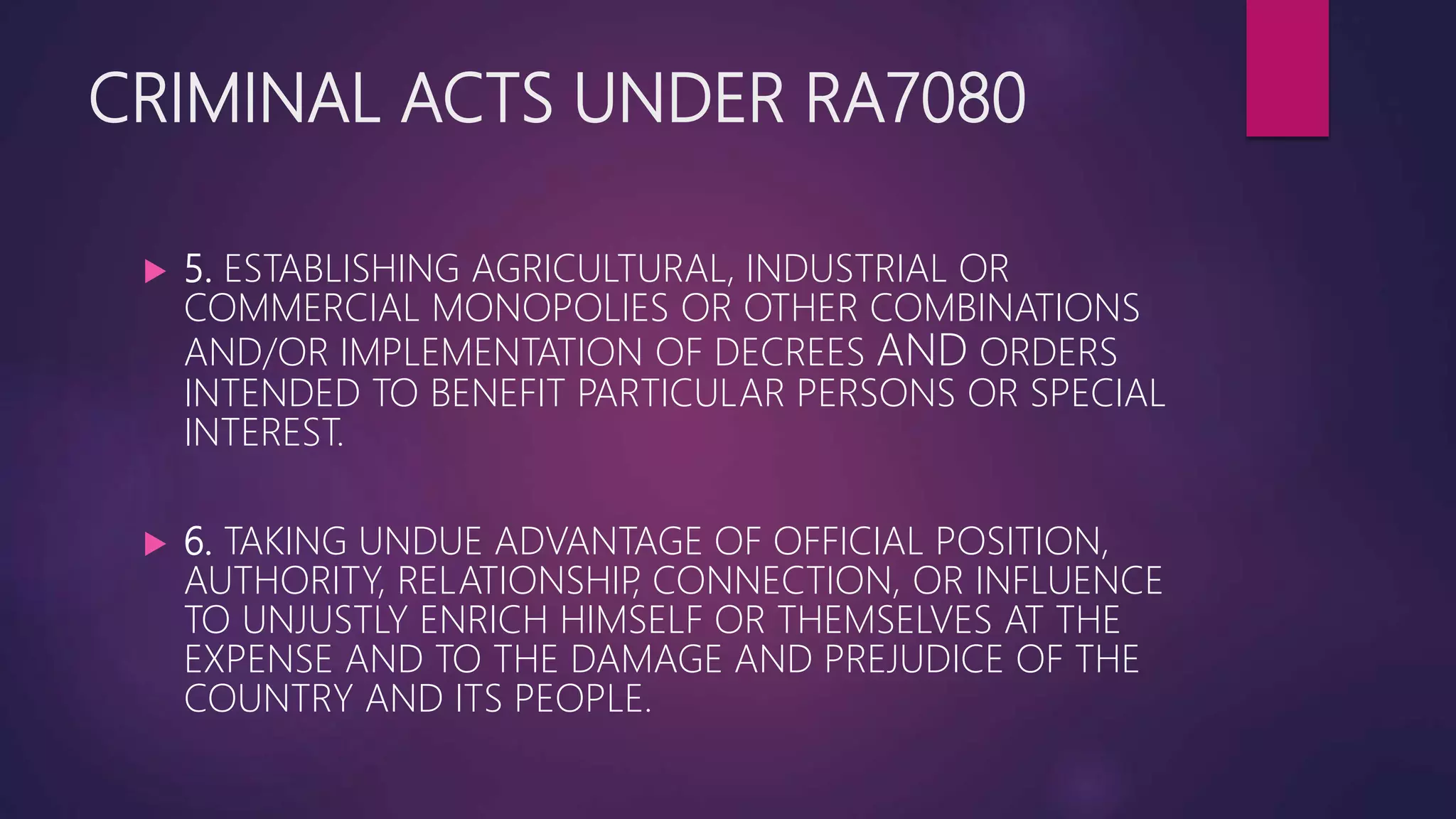 Plunder Law RA7080 | PPTX