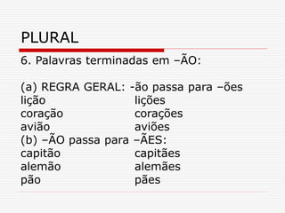 Regras para o PLURAL das palavras em português | PPT