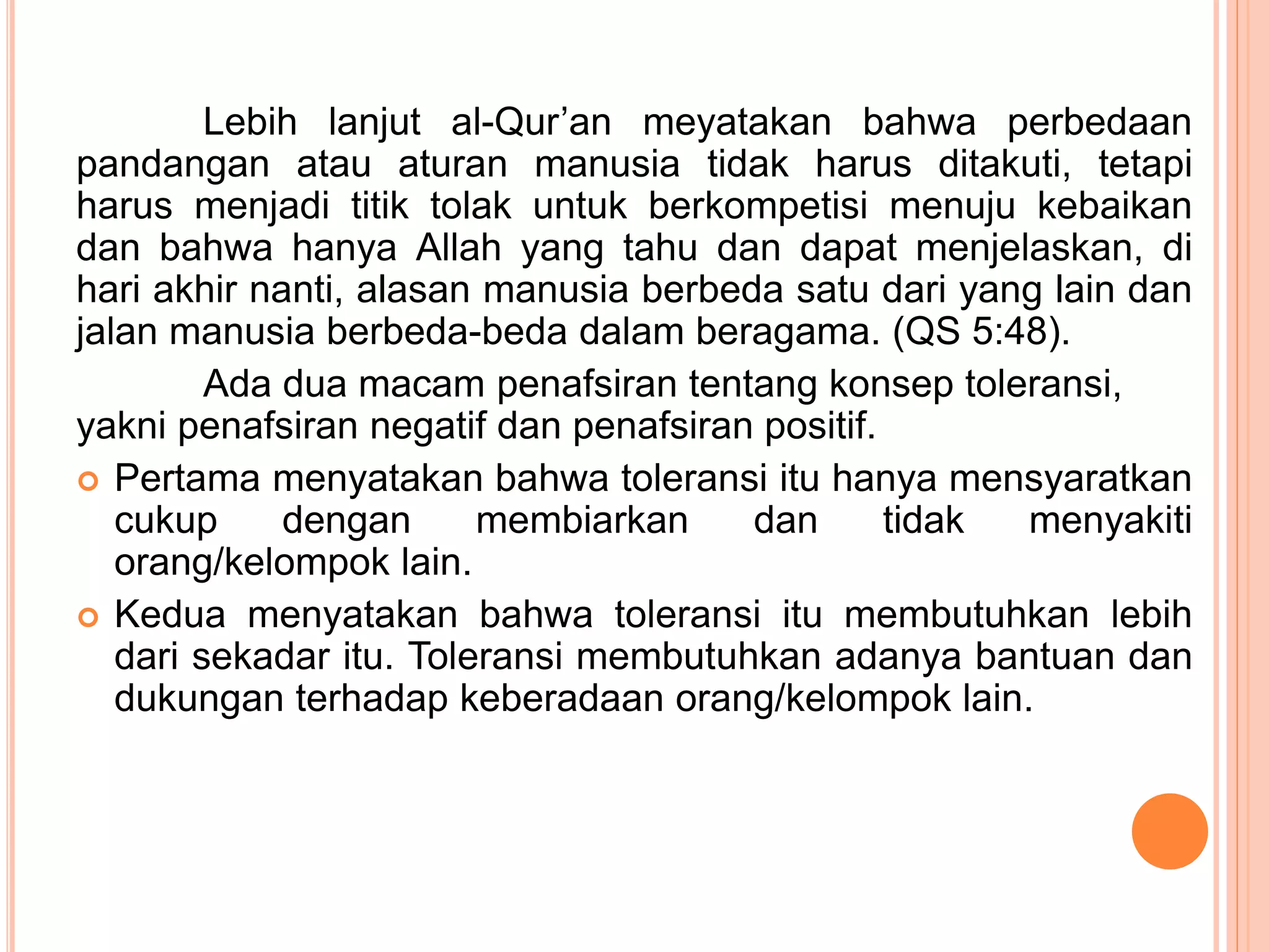 Pluralisme agama dan toleransi dalam islam | PPTX