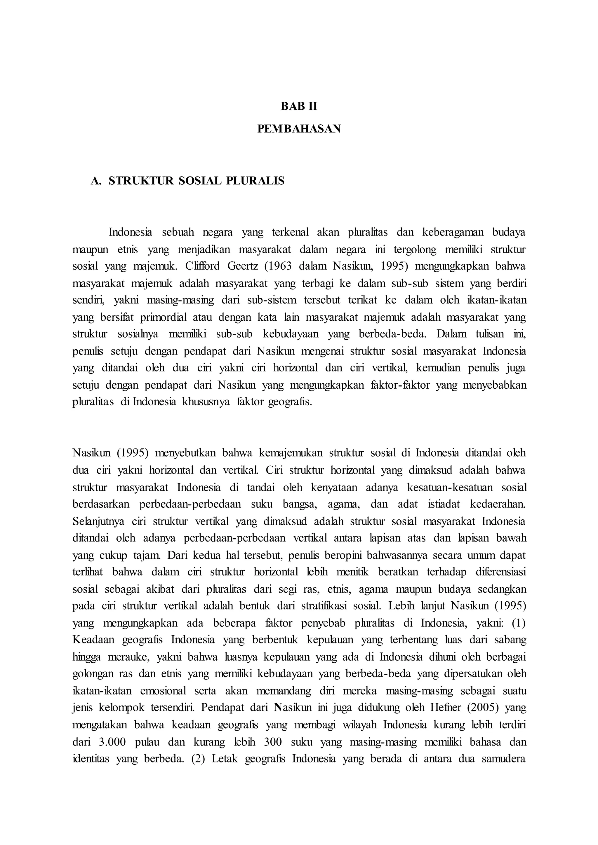 Pluralitas dan integrasi nasional dalam struktur sosial masyarakat ...