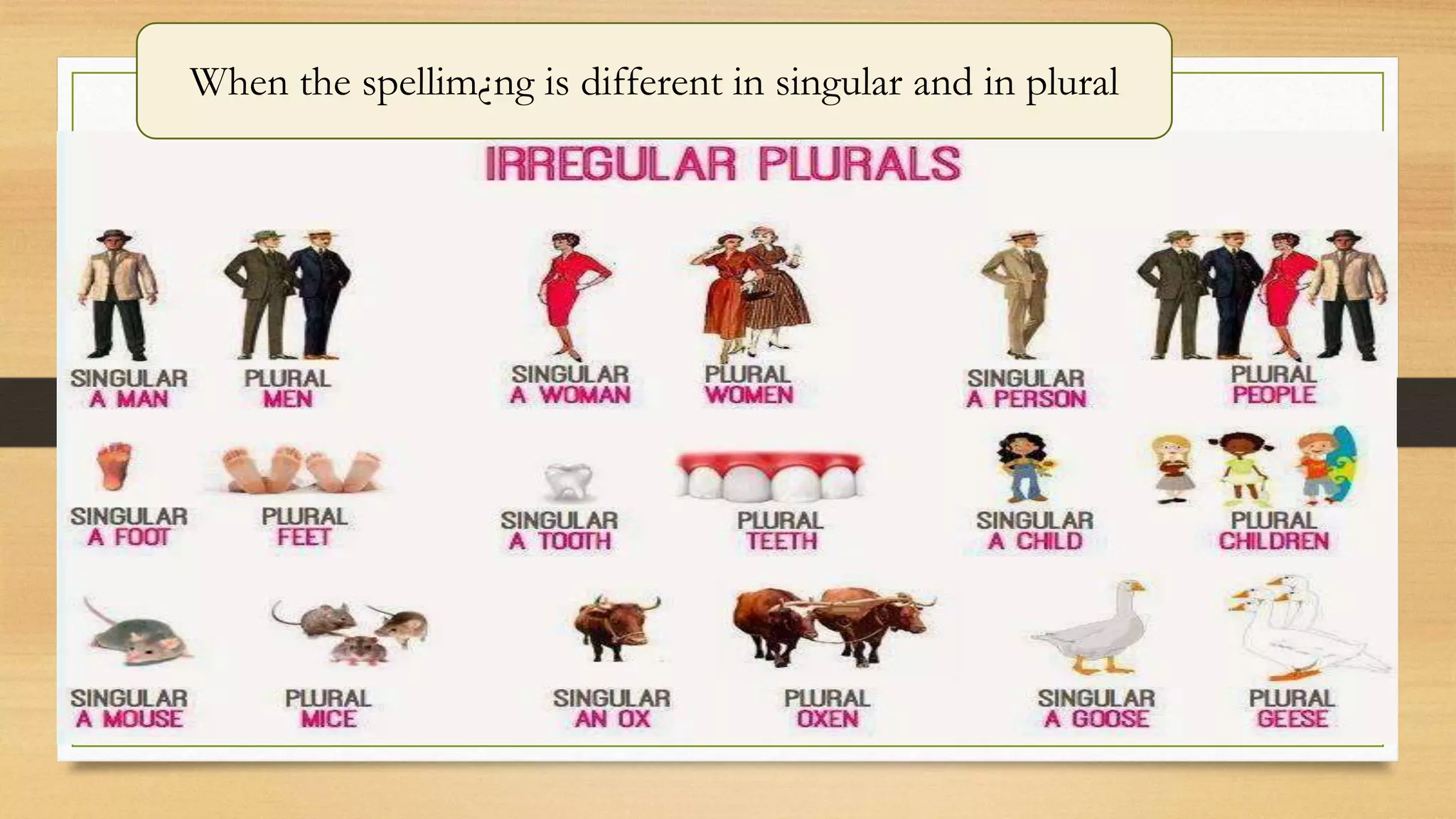 Regular and irregular plural nouns. | PPTX