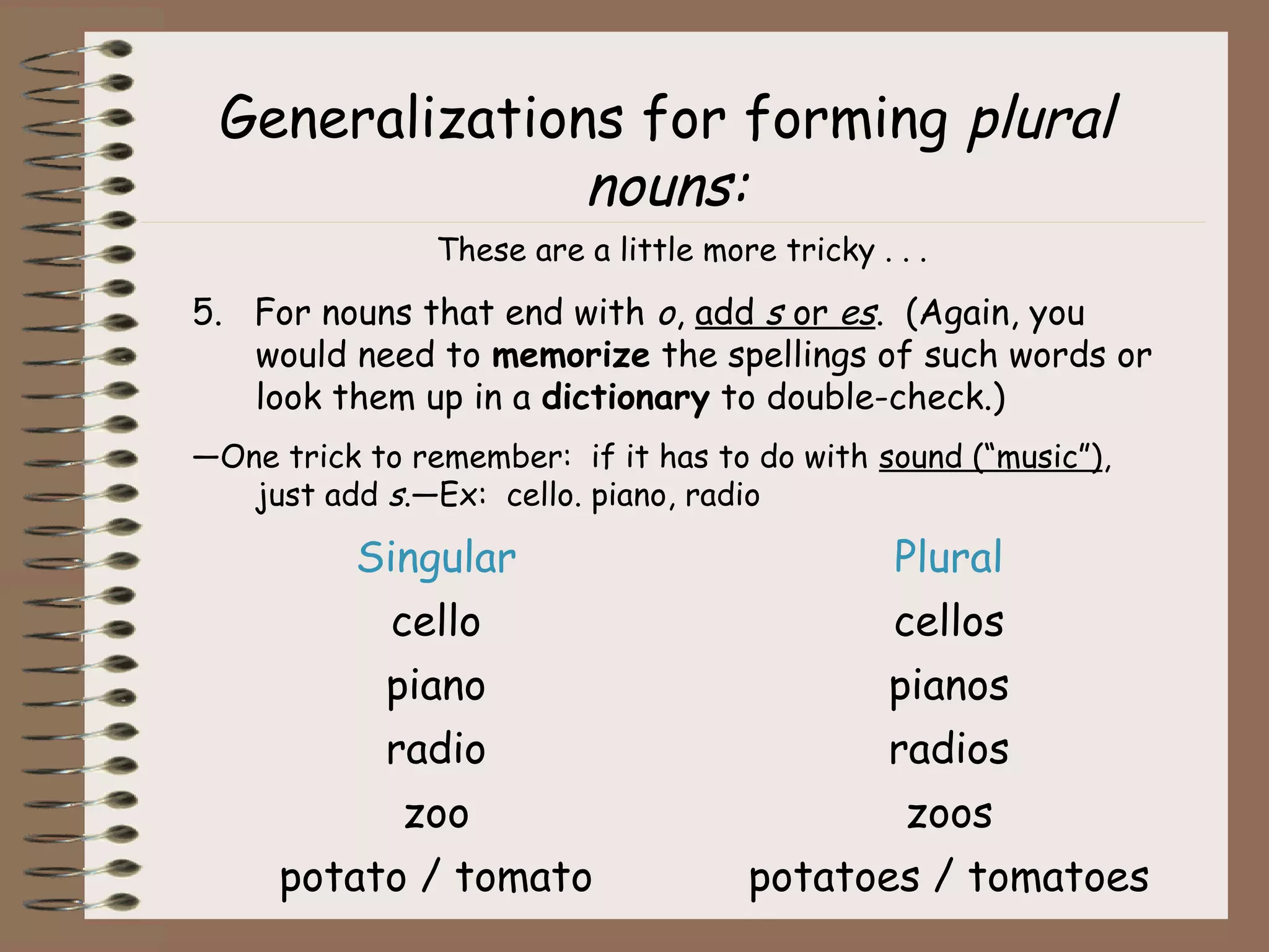 Plural nouns generalizations | PPT