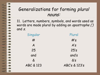 Plural nouns generalizations | PPT