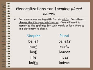 Plural nouns generalizations | PPT