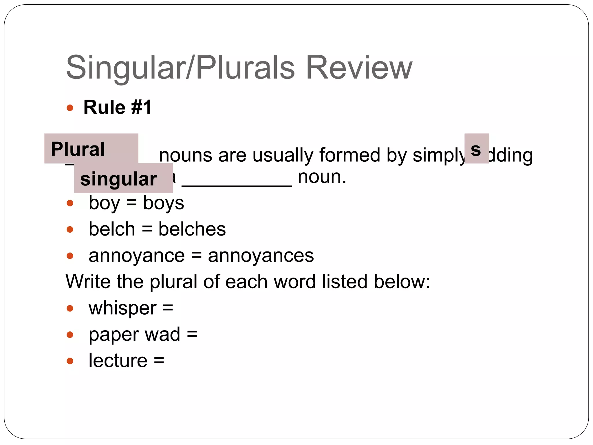 Plural nouns power point | PPTX