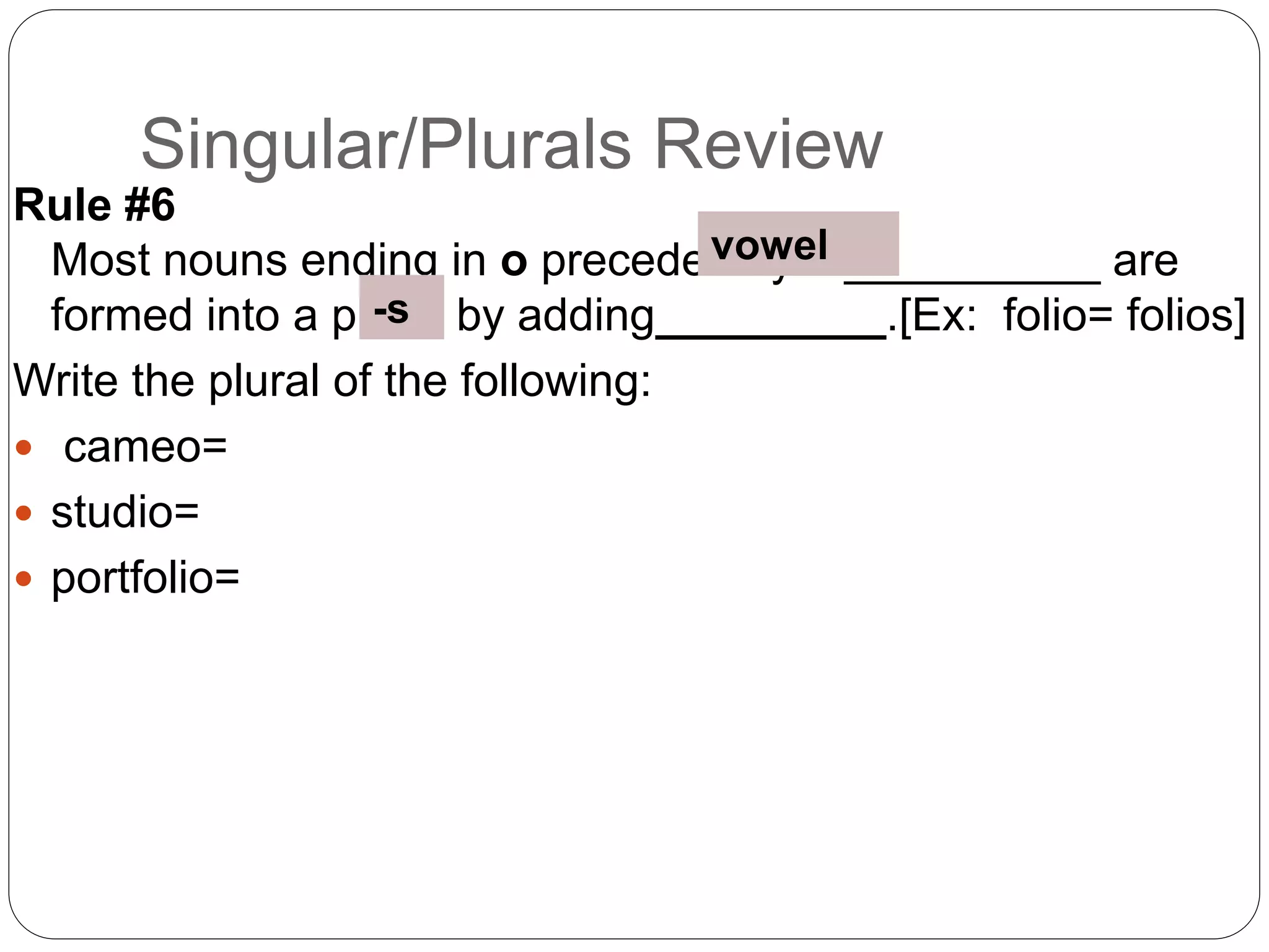 Plural nouns power point | PPTX