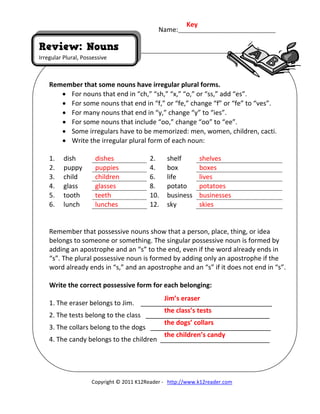 Plural noun worksheet | PDF