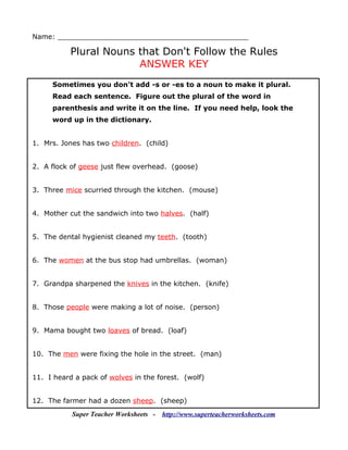 Plurals rules and practice | PDF