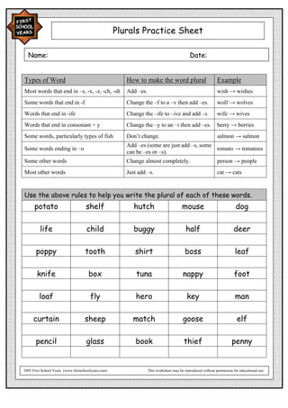 Plurals rules and practice | PDF