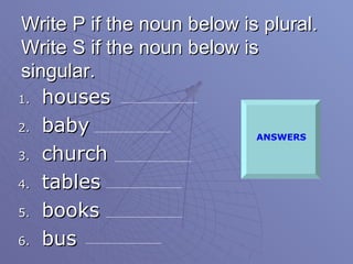 Plural sing nouns | PPT