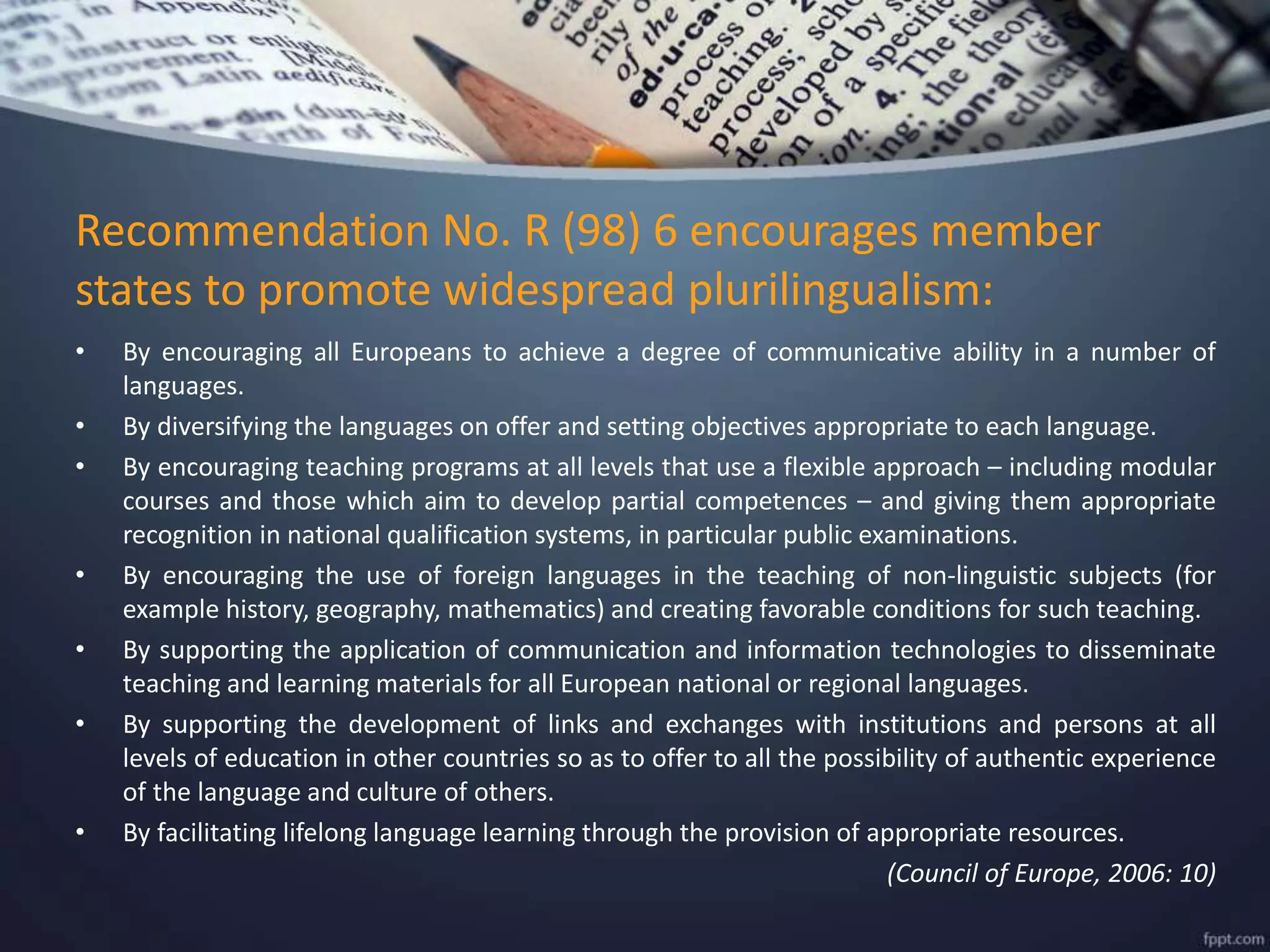 Developing plurilingual competence in Europe | PPTX