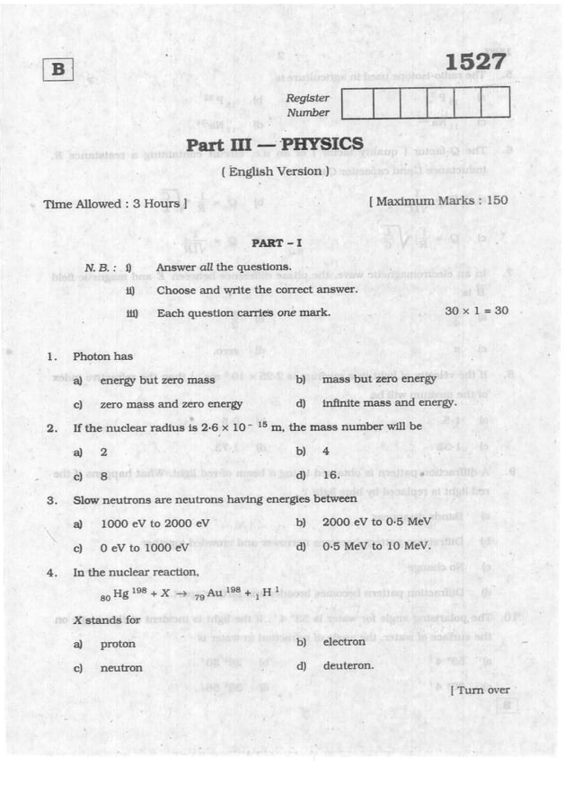 Plus2 physics July 2008 | PDF