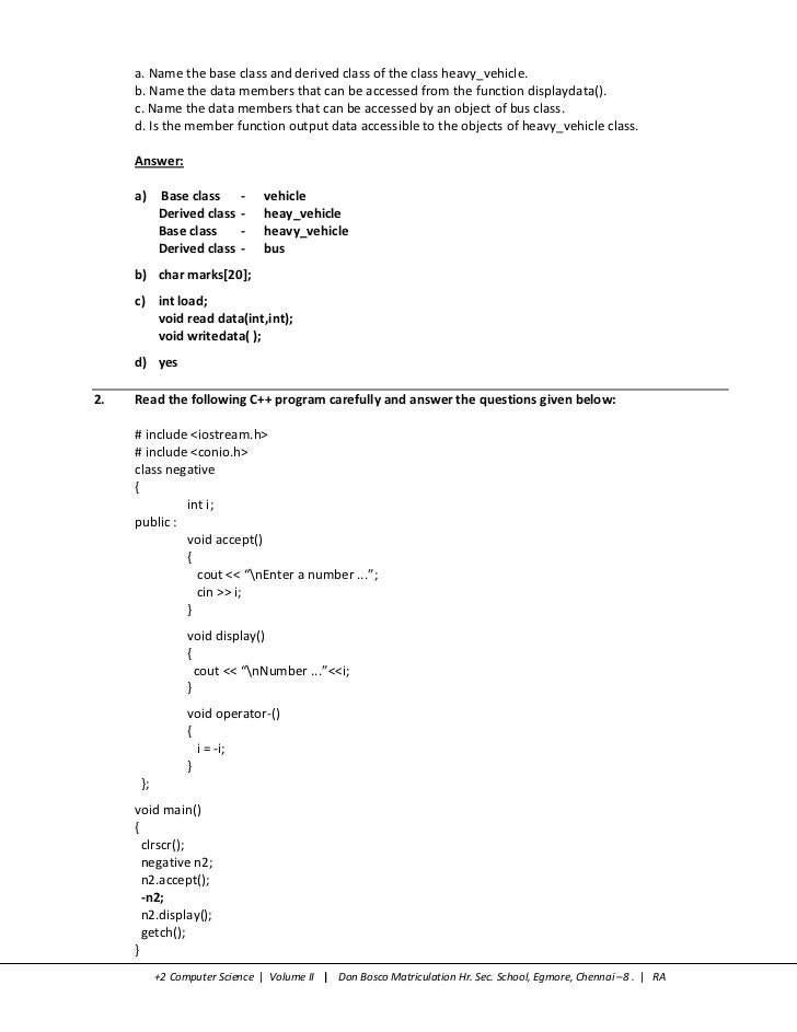 +2 Computer Science - Volume II Notes