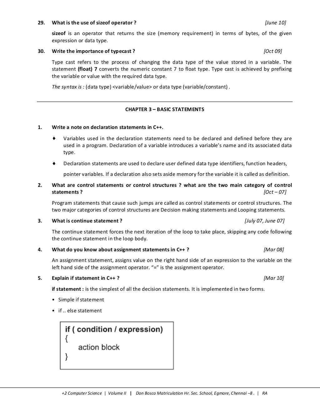 +2 Computer Science - Volume II Notes