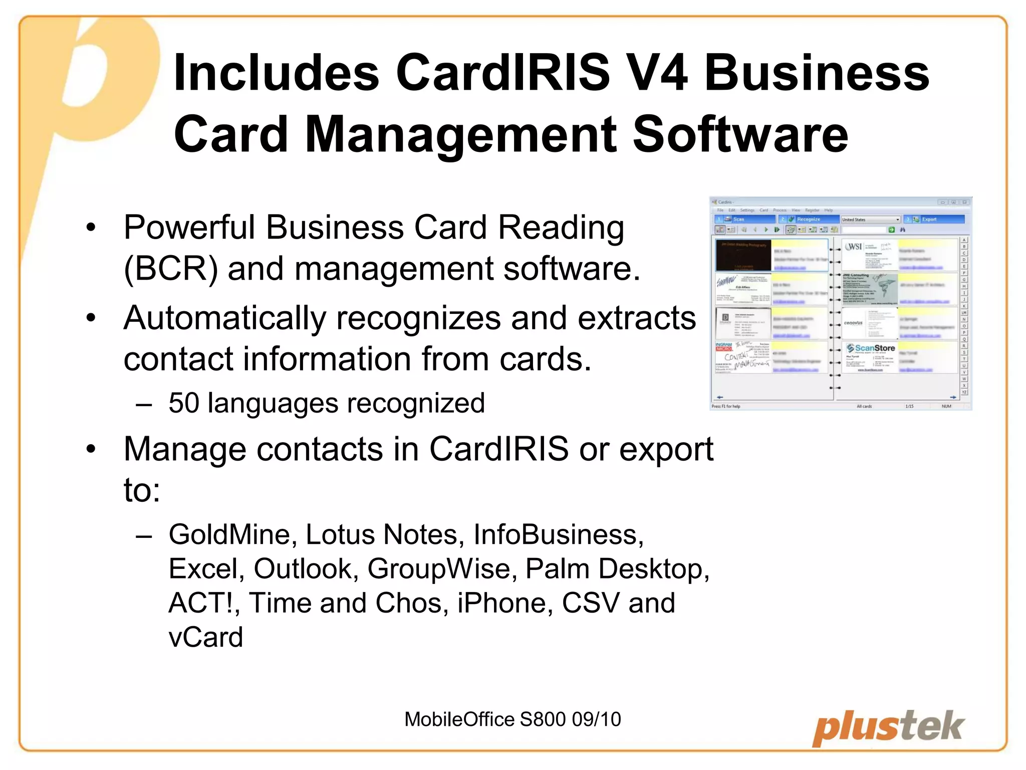 Plustek MobileOffice S800 Business Card Scanner | PDF