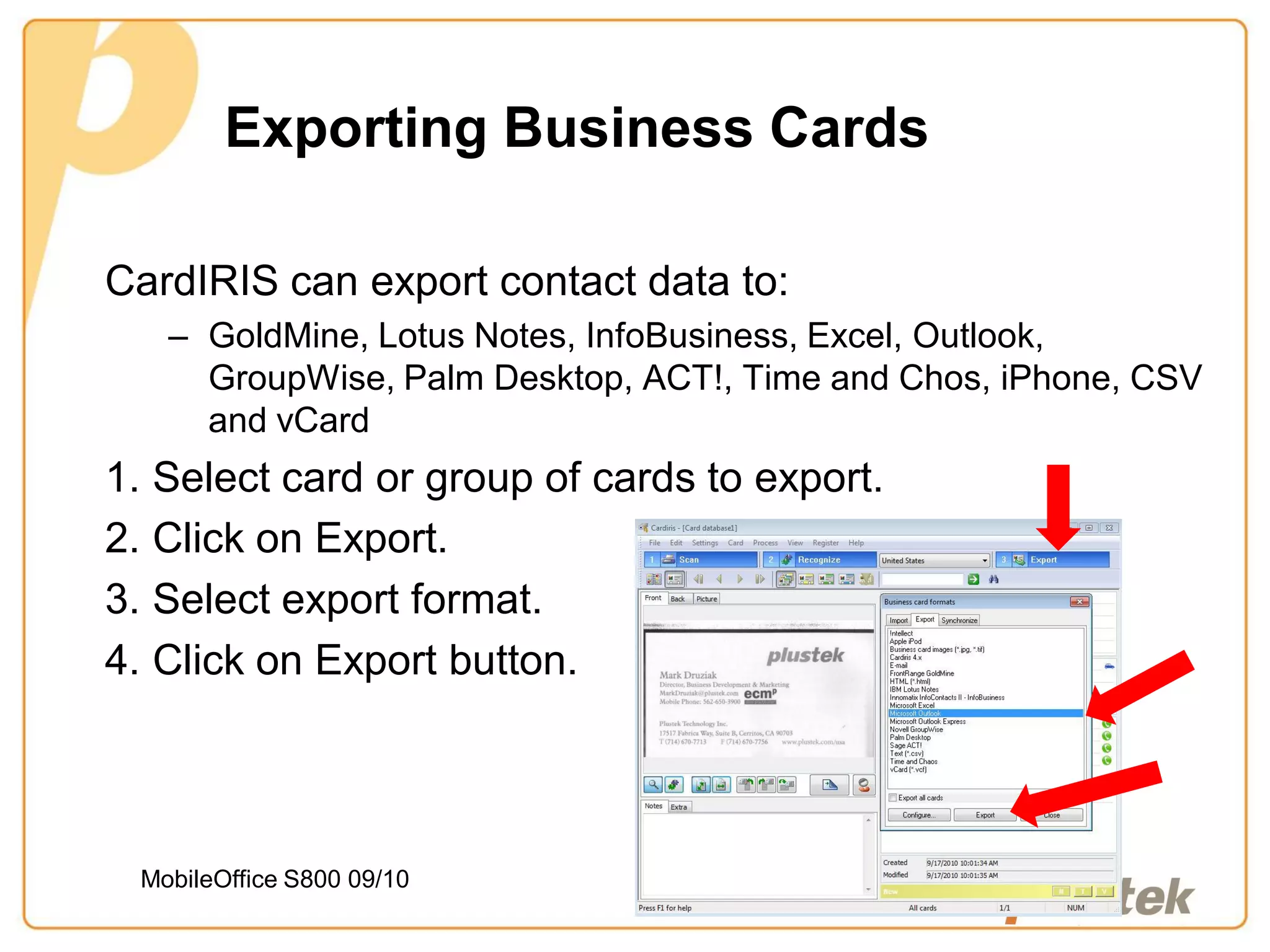 Plustek MobileOffice S800 Business Card Scanner | PDF