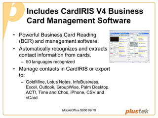 Plustek MobileOffice S800 Business Card Scanner | PDF | Computer ...