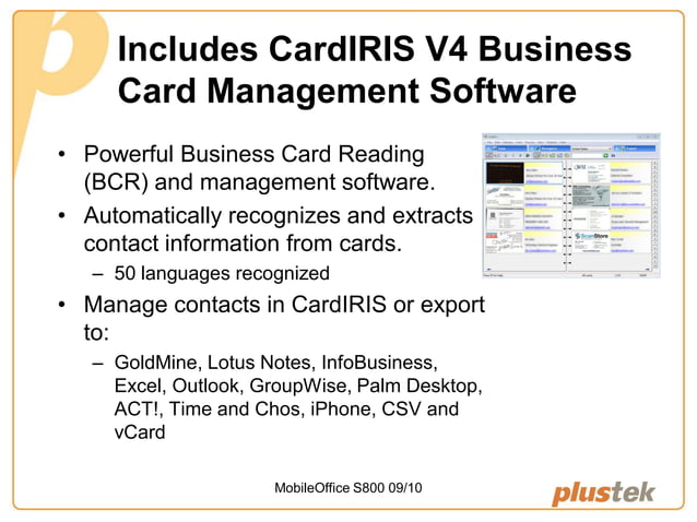 Plustek MobileOffice S800 Business Card Scanner | PDF | Computer Peripherals | Computing