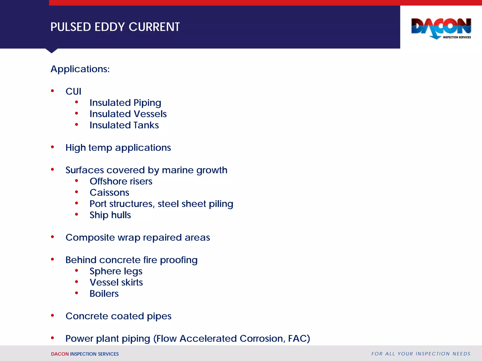 Pulsed Eddy Current Inspection (PEC) - Dacon Inspection Services | PDF