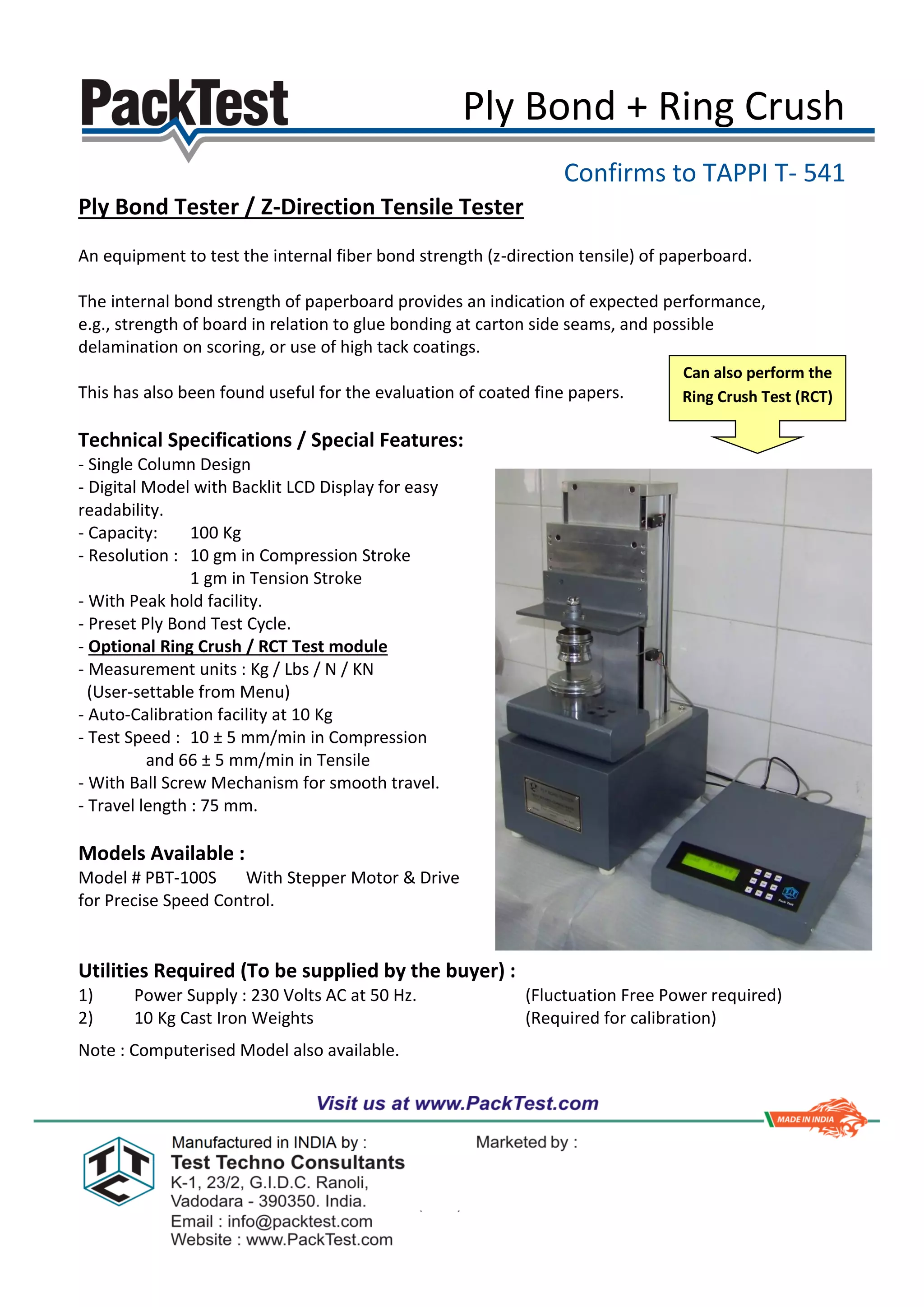 Ply bond tester (zdt) 2018 | PDF