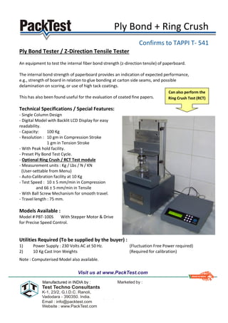 Ply bond tester (zdt) 2018 | PDF
