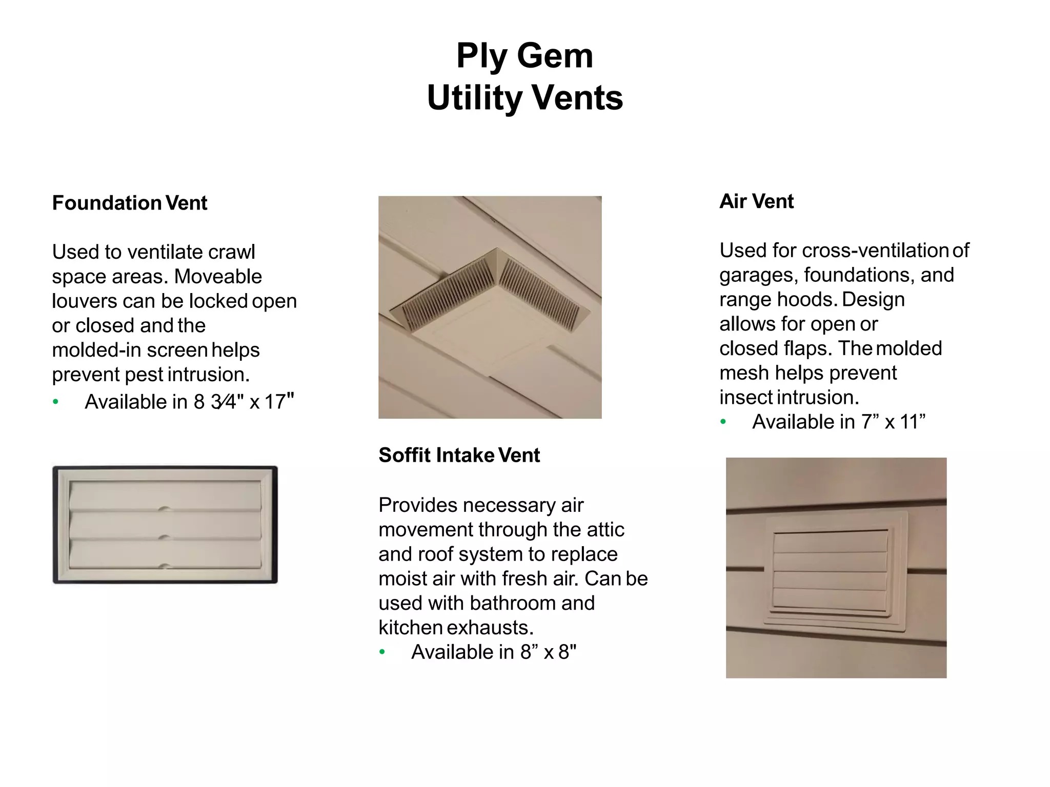 Ply Gem Vents & Blocks 101 | PDF | Home Appliances | Home & Garden