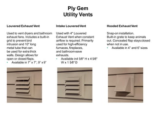 Ply Gem Vents & Blocks 101 | PDF