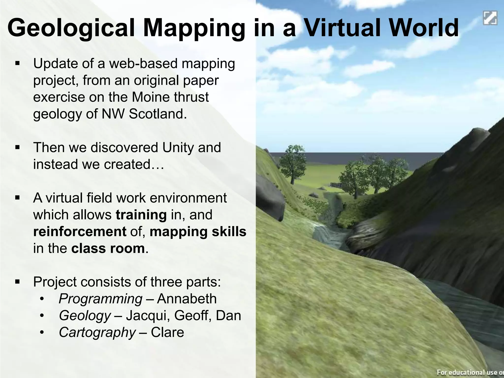 Geological Mapping Training in Virtual Environment | PPTX