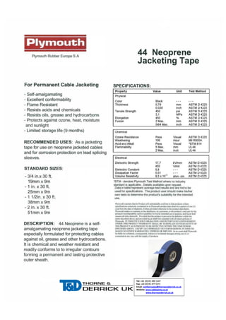 Plymouth 44 Neoprene Jacketing Tape | PDF