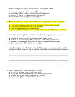 Plymouth plantation txt dep questions | DOCX | Christianity | Religion ...