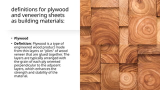 PLYWOOD & VENEEERING SHEETS as a Building Mtareial for Architecture ...