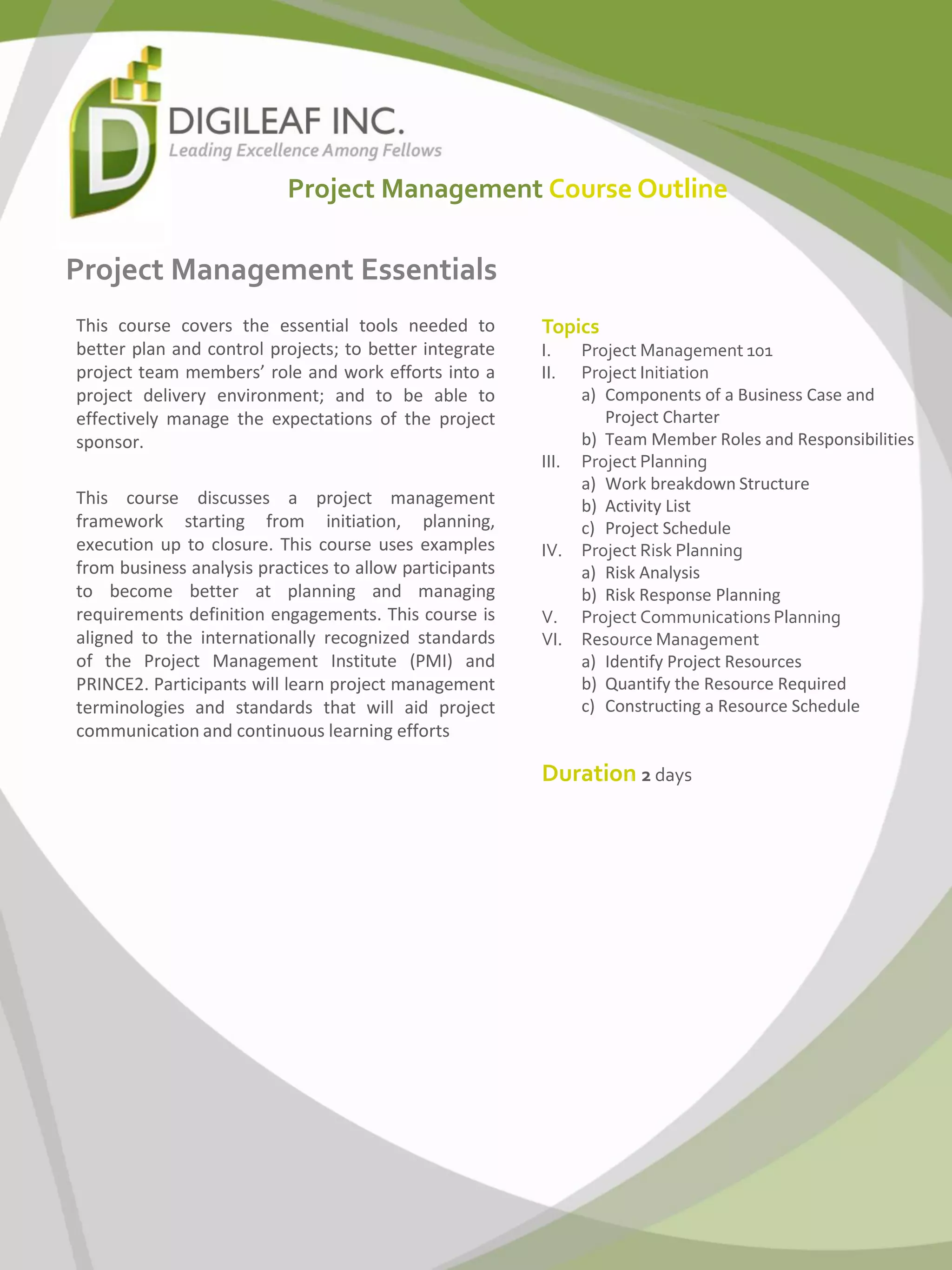 PM-001: Project Management Essentials | PDF
