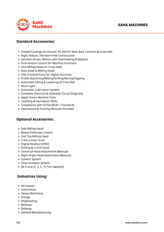 Advanced Plano Milling Machines – Suraj PM Series by Sahil Machines | PDF