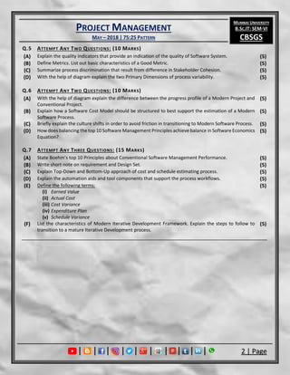 Project Management (Question Paper) [May – 2018 | CBSGS - 75:25 Pattern ...