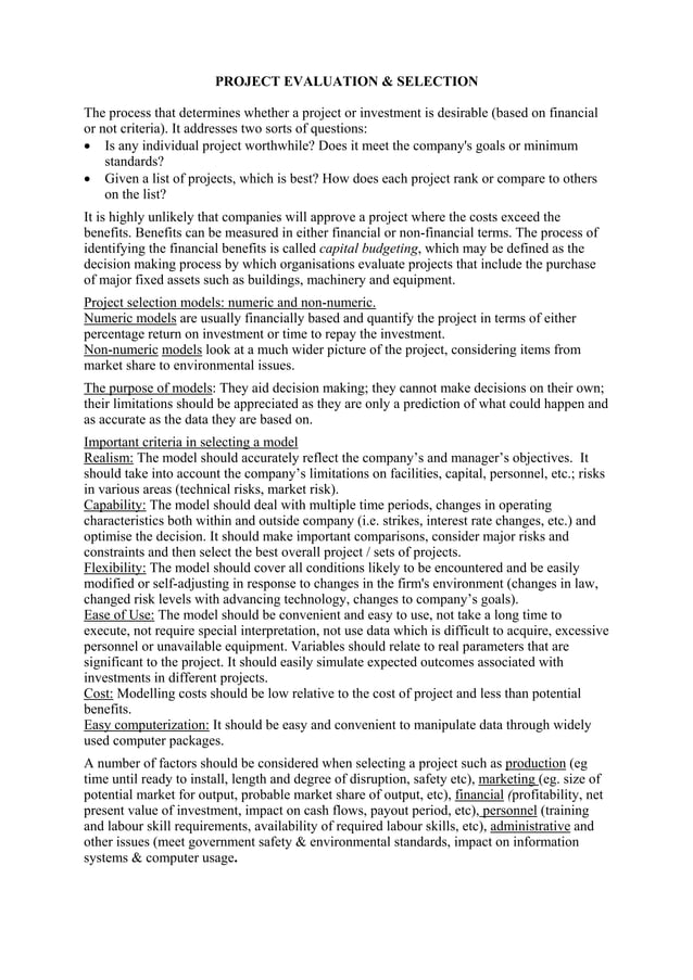 Pm evaluationand selection1 | PDF