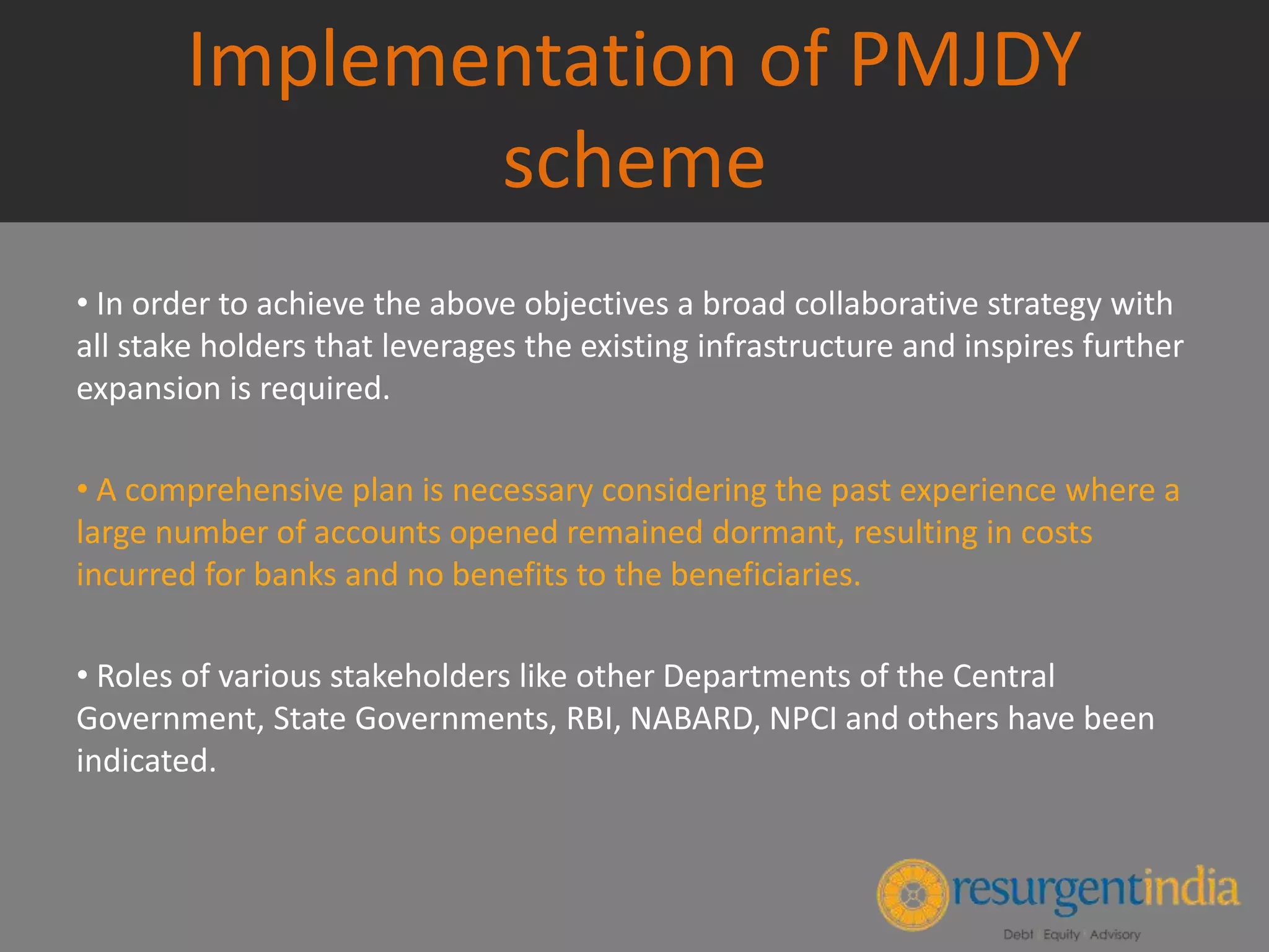PM Jan-Dhan Yojana - Implementation of PMJDY scheme | PPTX