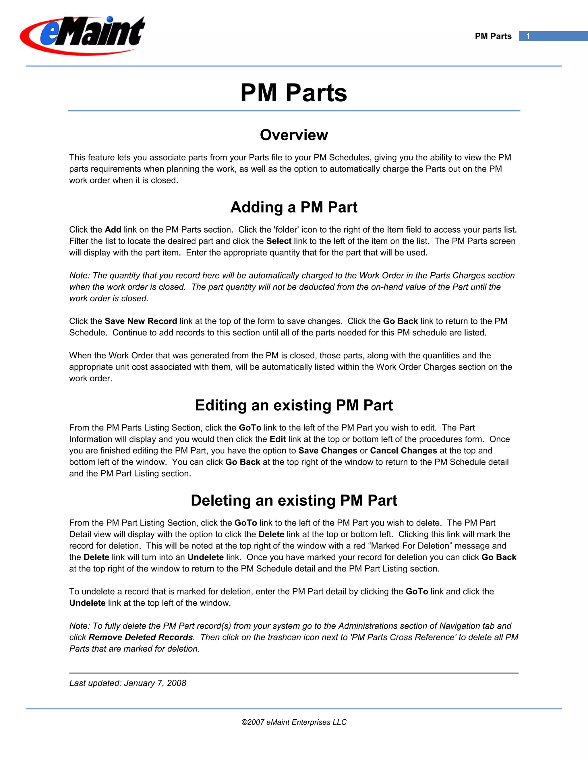 Pm Parts | PDF