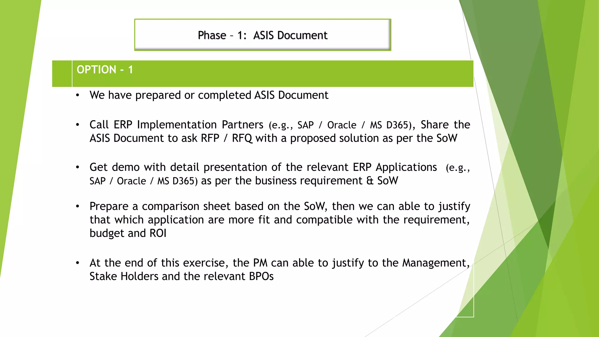 Project Management - Phase 1: ASIS Preparation | PDF