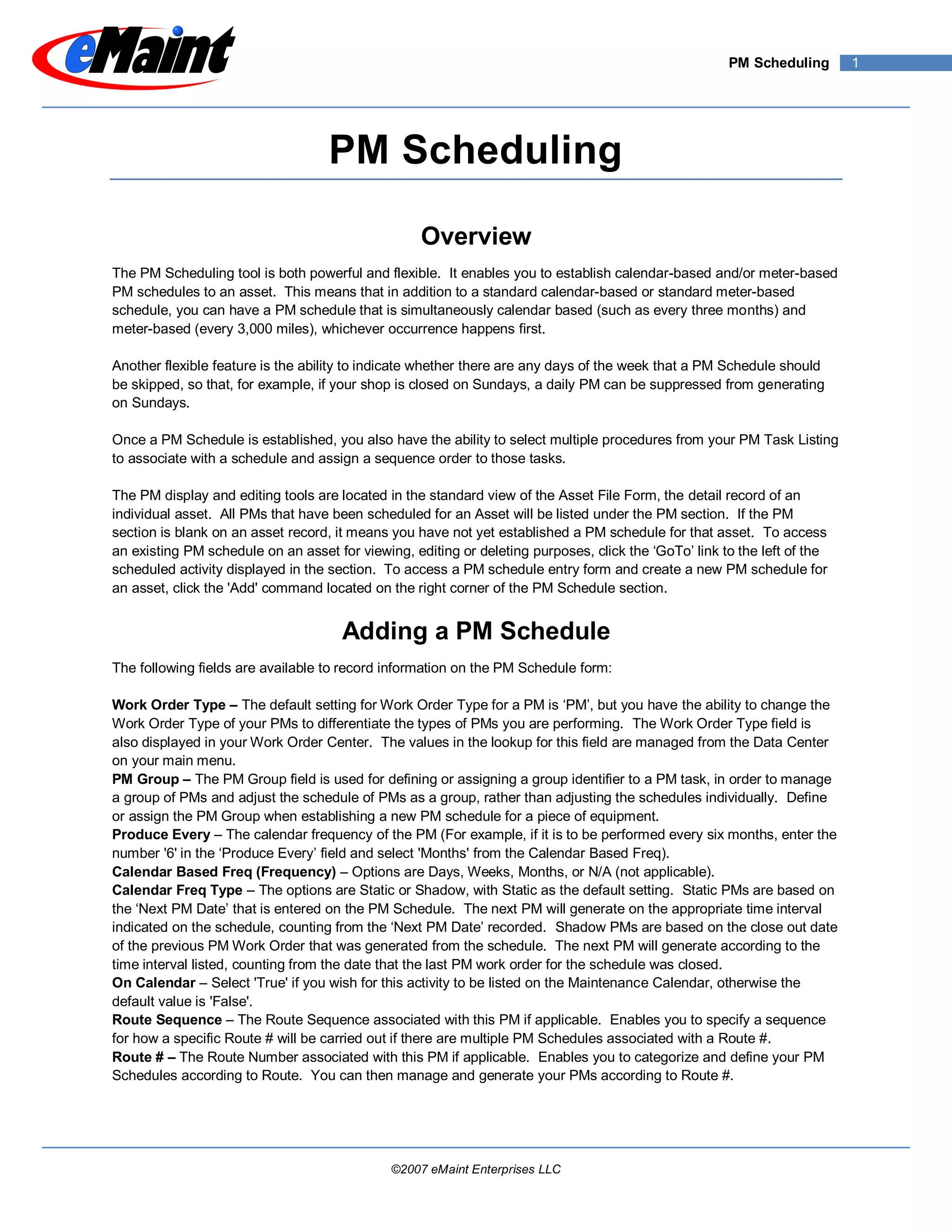 Pm Scheduleing | PDF