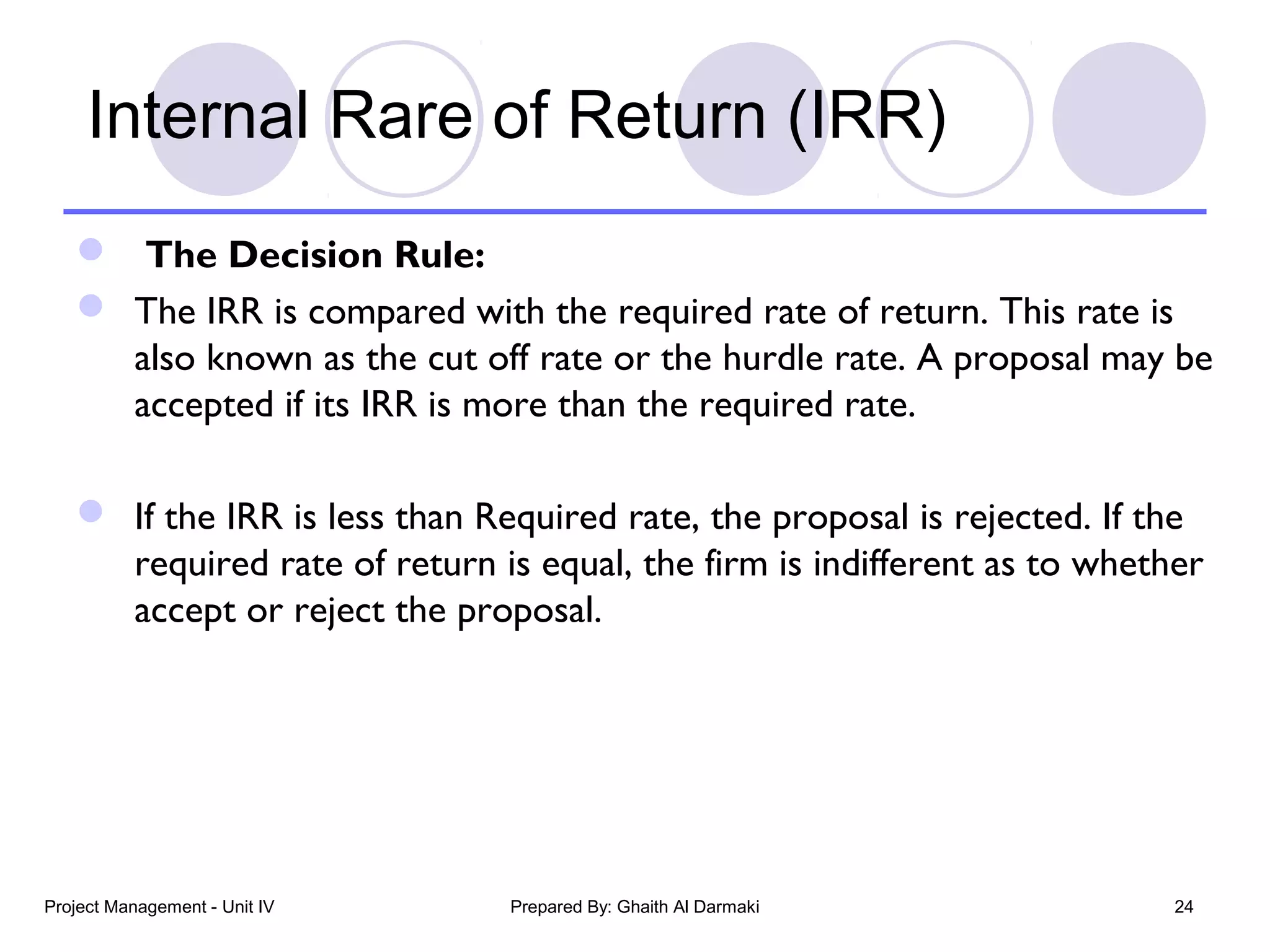 Project Management: Unit IV - Project Appraisal Criteria | PPT