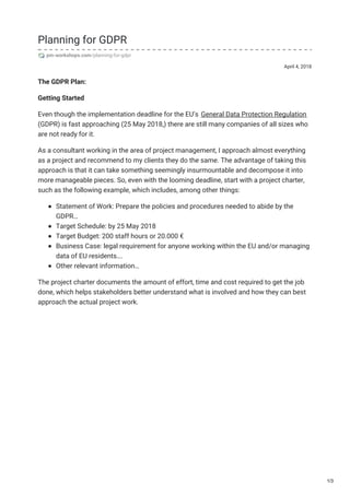 Project Management and GDPR - PM-Workshops.com