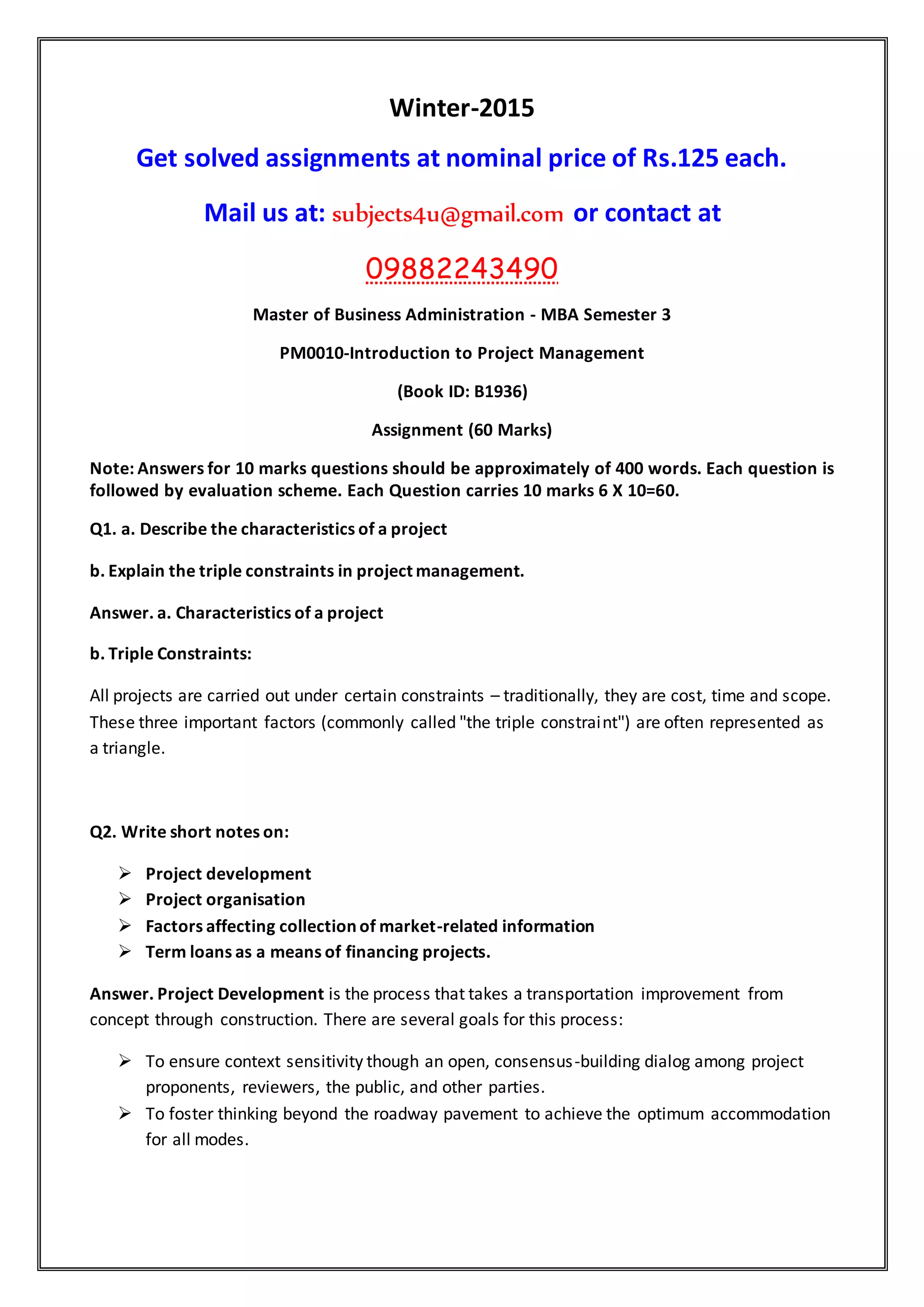 Pm0010 introduction to project management | PDF