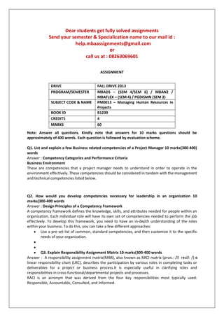 Pm0013 – managing human resources in projects | DOCX
