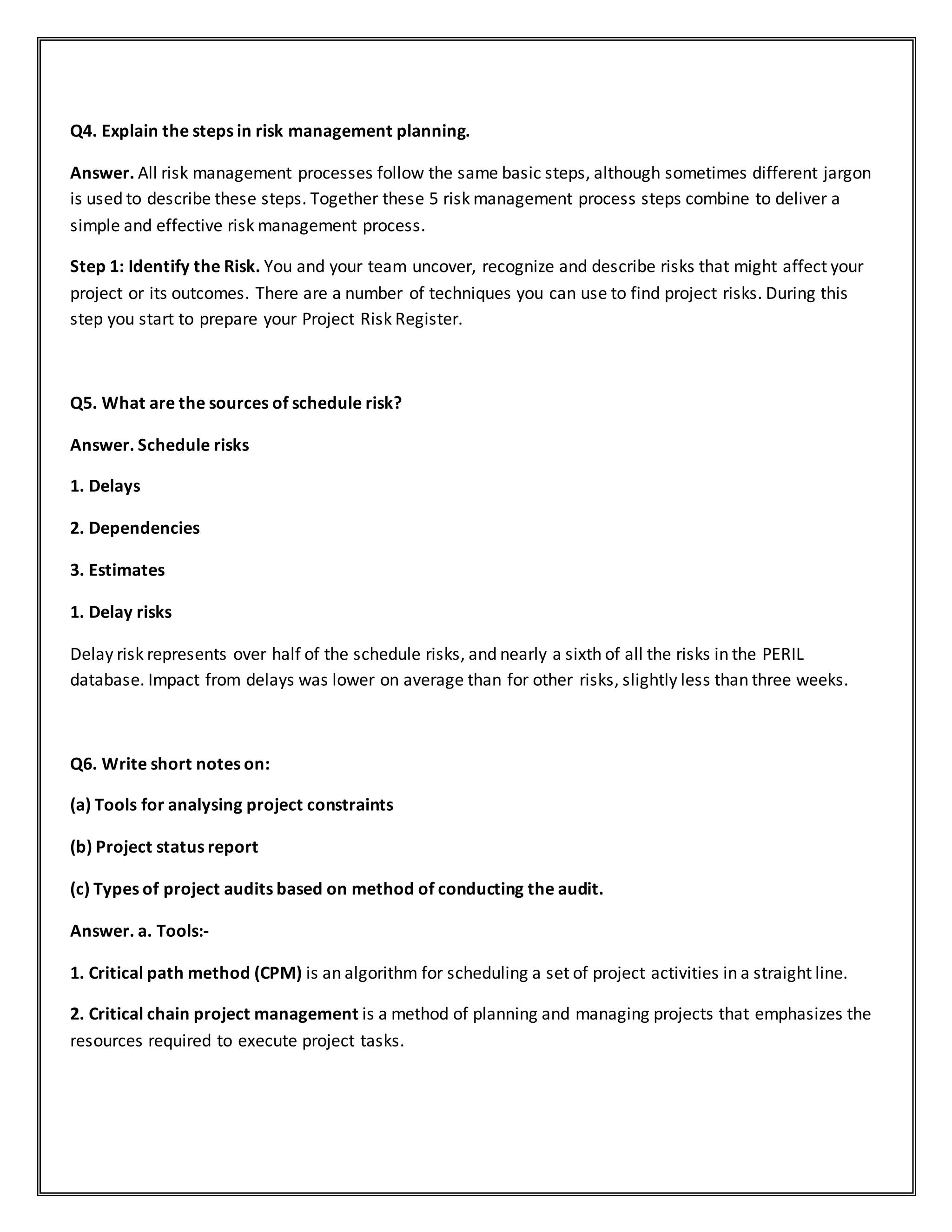 Pm0016 project risk management | DOCX | Business | Business and Finance