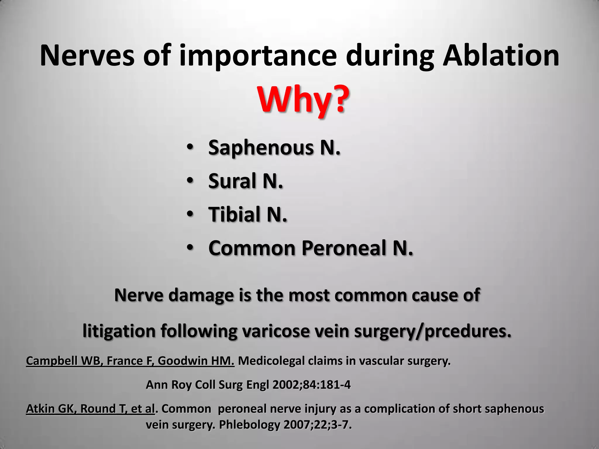 The Important Nerves During Venous Ablation | PDF
